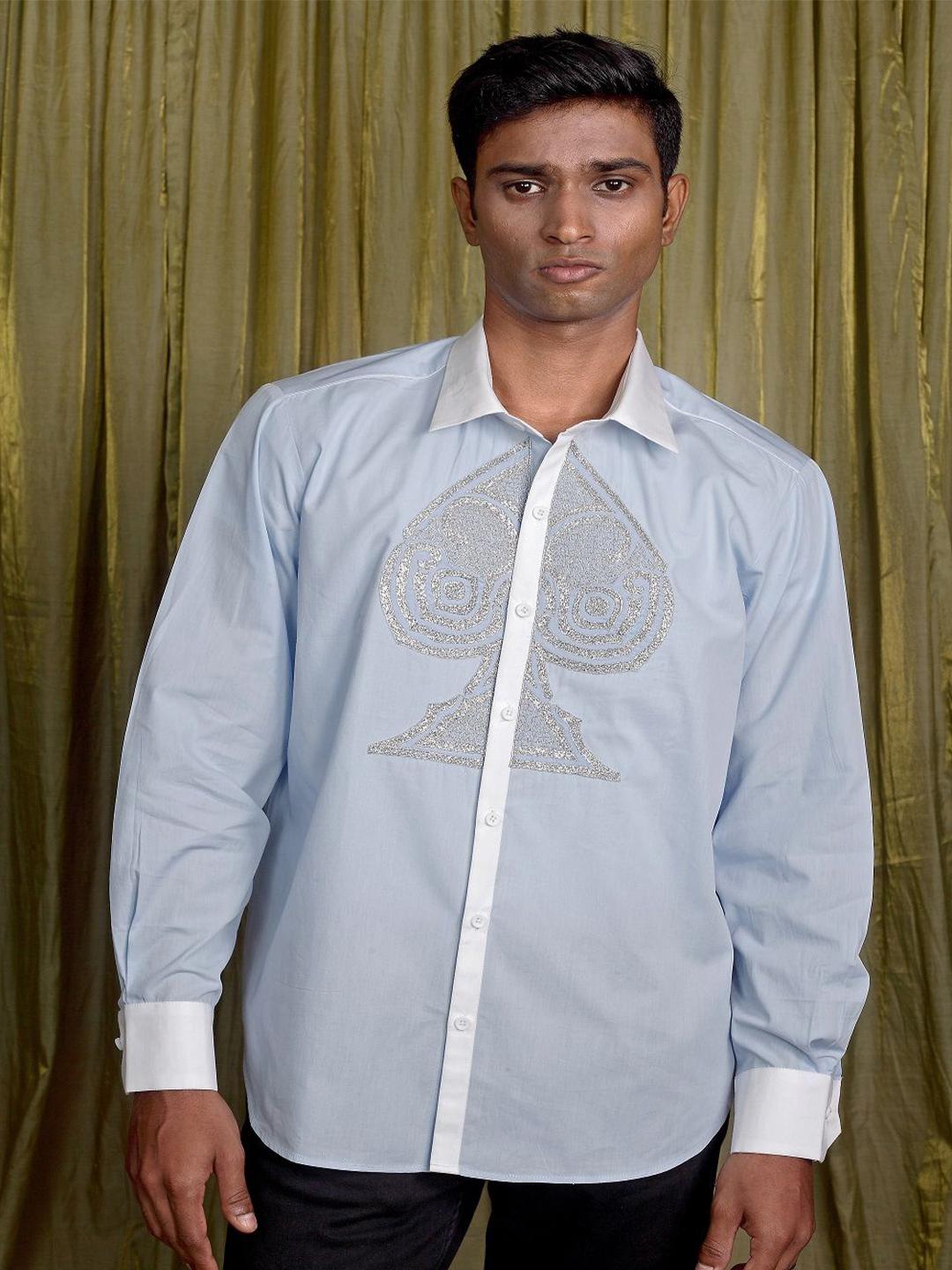 Buy Felix Bendish Men Classic Spread Collar Solid Cotton Relaxed Fit ...