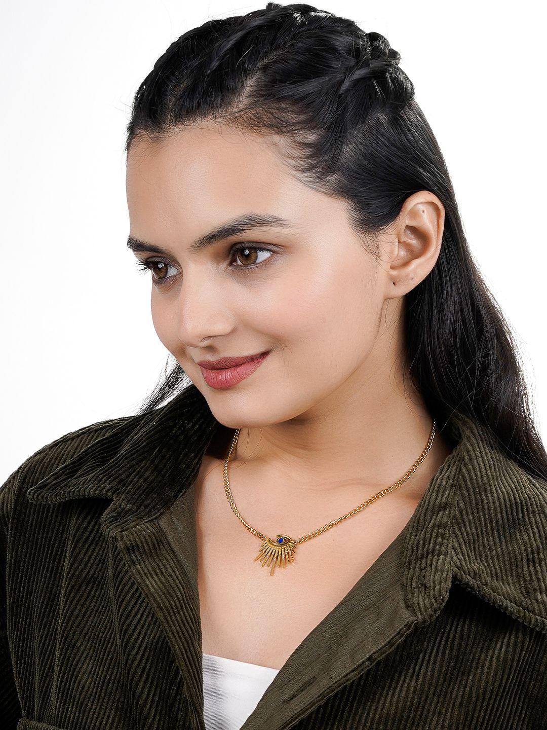 Buy SWASHAA Anubis 18KT Gold Plated Stainless Steel Eye Necklace ...