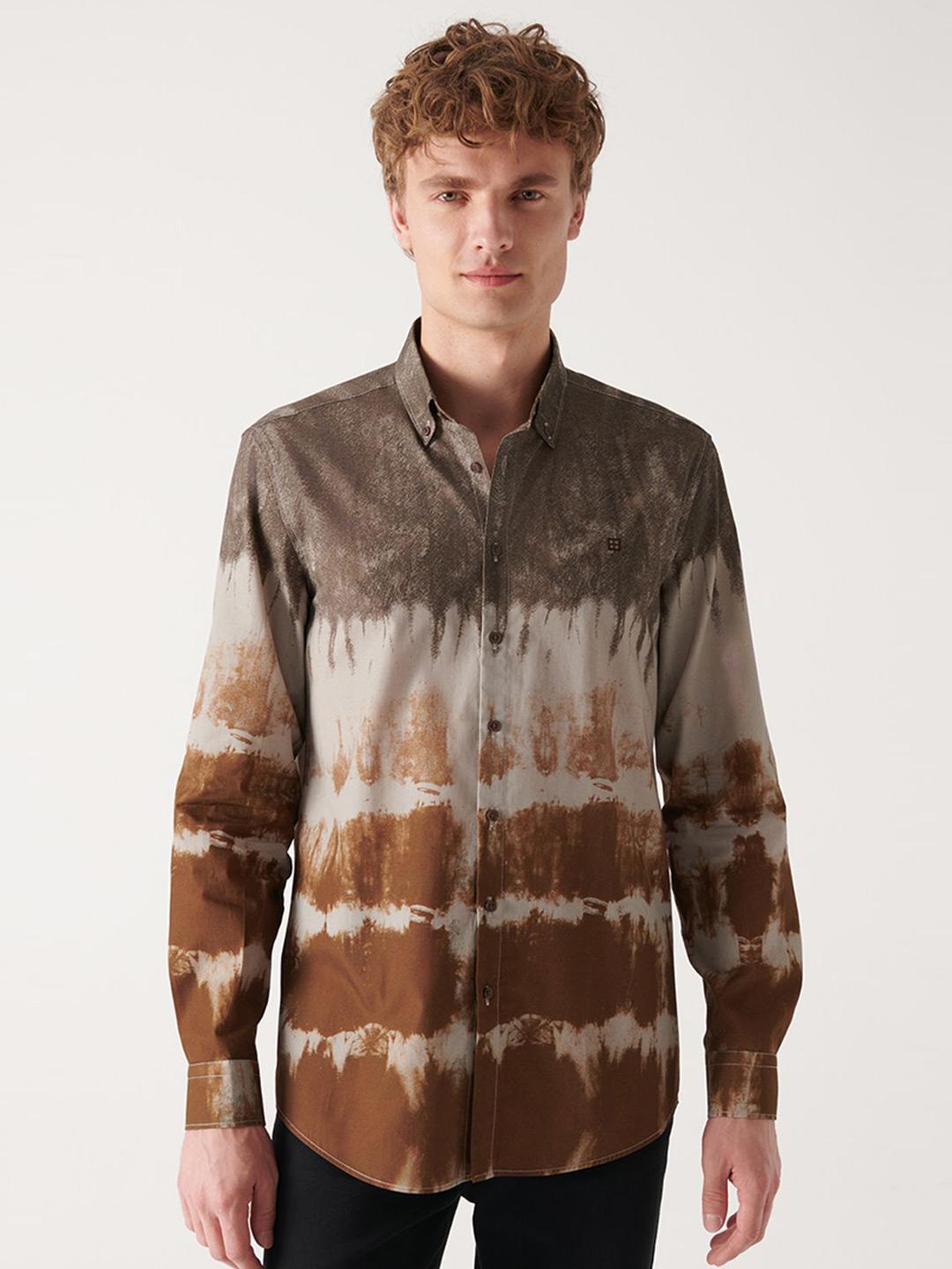 Buy AVVA Men Button Down Collar Dyed Cotton Casual Shirt - Shirts for ...