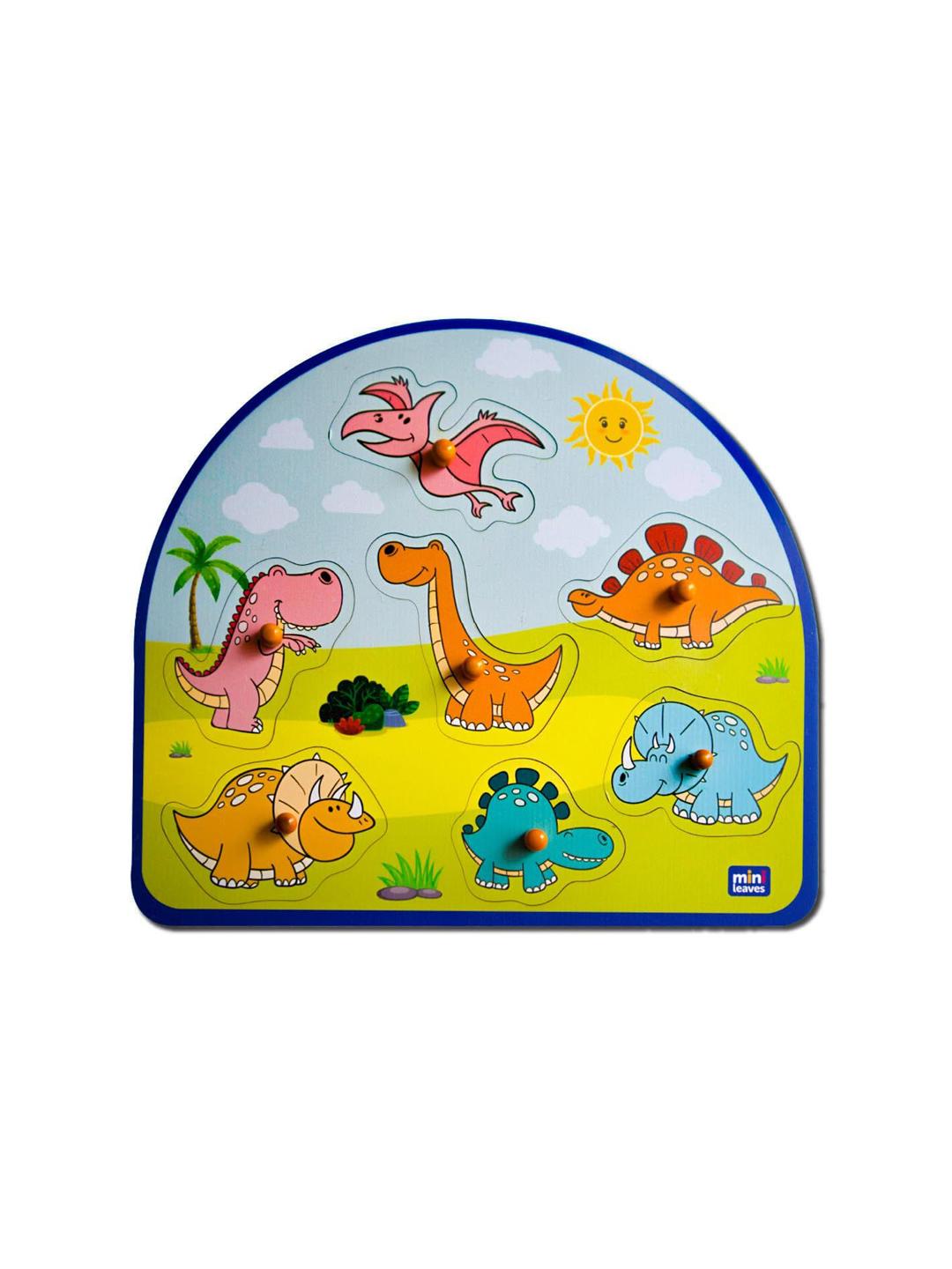 Buy Mini Leaves Stomping Dinos Wooden Knob Puzzle - Learning And ...