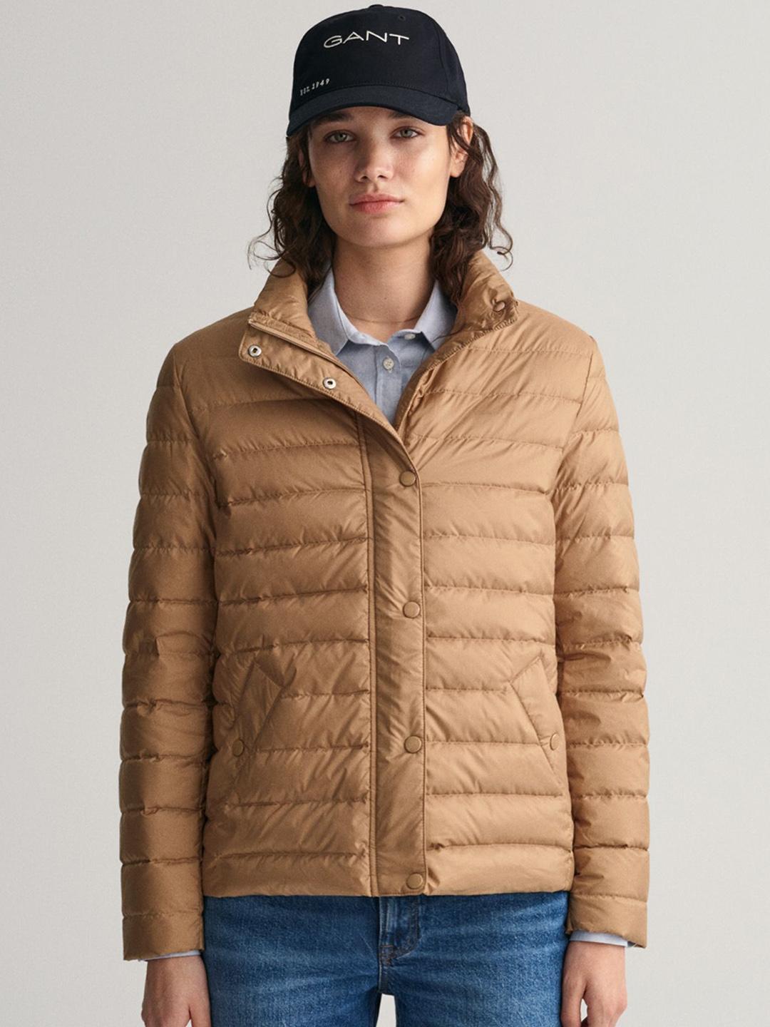 Buy GANT Women Solid Stand Collar Puffer Jacket - Jackets for Women ...
