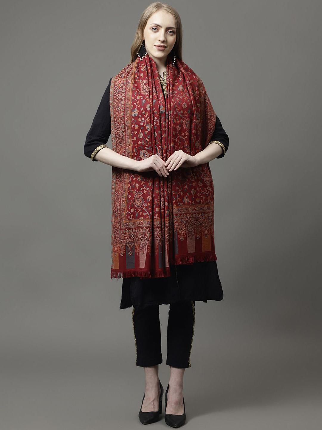 Buy WEAVERS VILLA Women Kullu Pattern Woven Winter Shawl - Shawl for ...