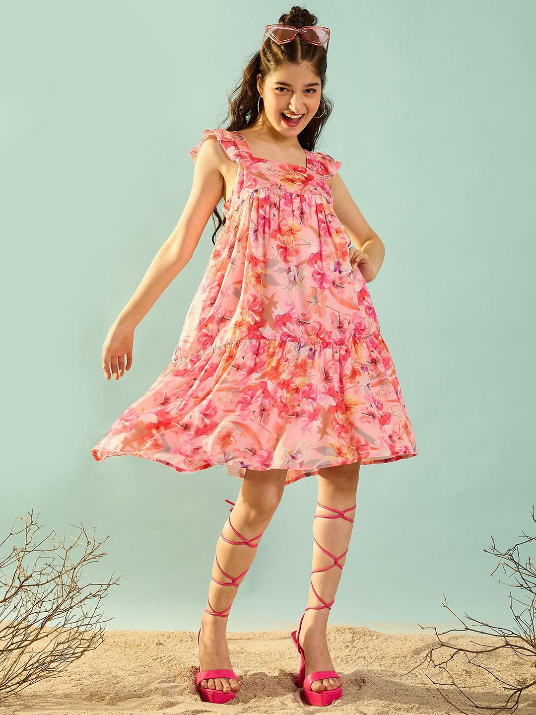 Buy Cherry & Jerry Girls Floral Printed A Line Dress - Dresses for ...