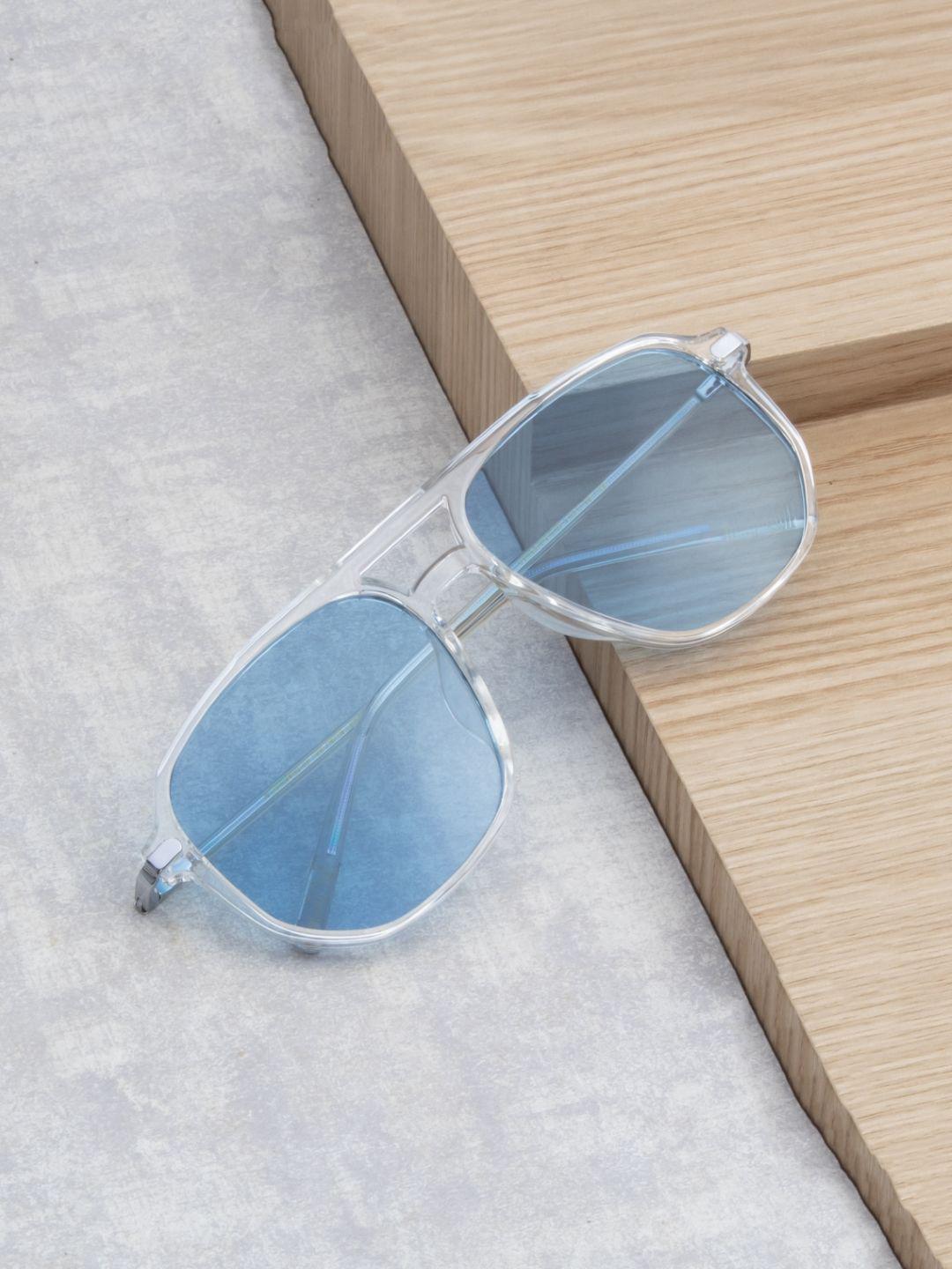 Buy Ted Smith Unisex Crystal Blue Aviator Sunglasses With Polarised And ...