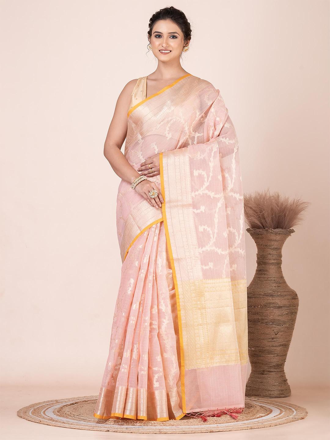 Buy VIBHAVARI Ethnic Motifs Woven Design Zari Kota Saree - Sarees for ...