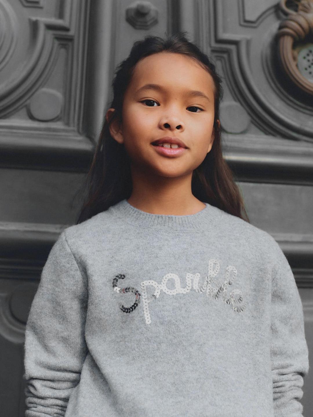 Buy Mango Kids Girls Sequined Design Pullover With Fuzzy Detail ...
