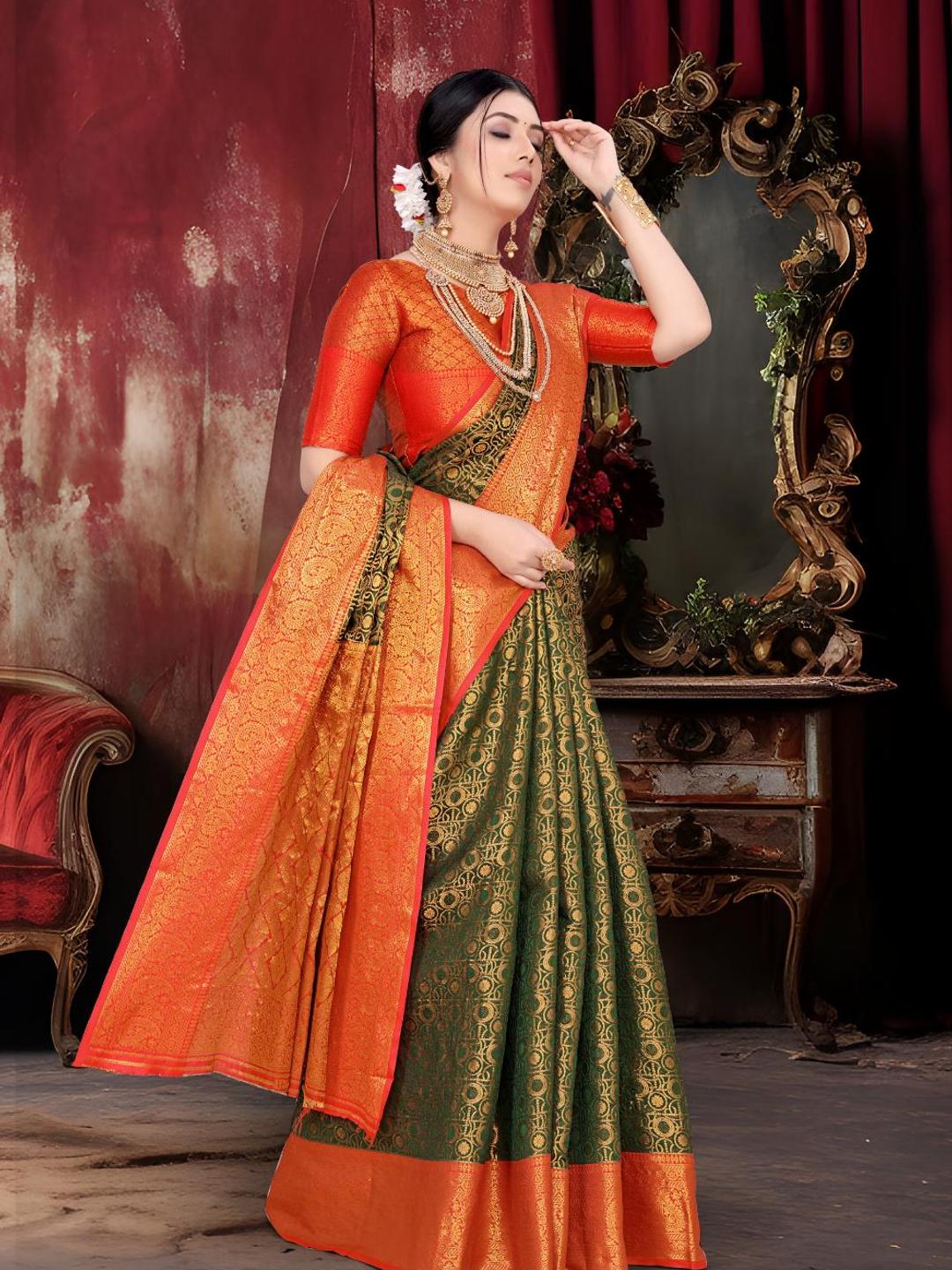 Buy JAY FASHION Woven Design Zari Silk Blend Designer Banarasi Saree ...
