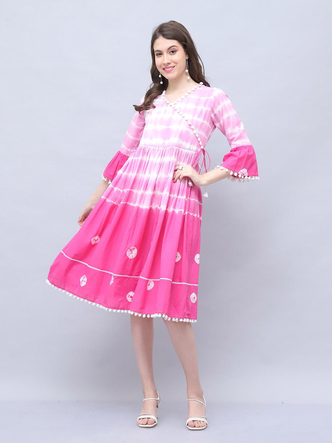 Buy Roly Poly Women Abstract Printed Cotton Fit And Flare Midi Dress ...