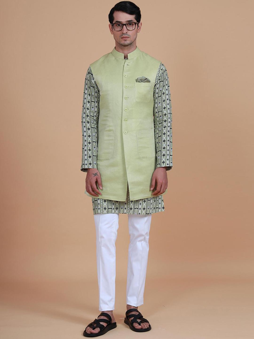 Buy RR Blue Band Collar Long Nehru Jacket - Nehru Jackets for Men ...