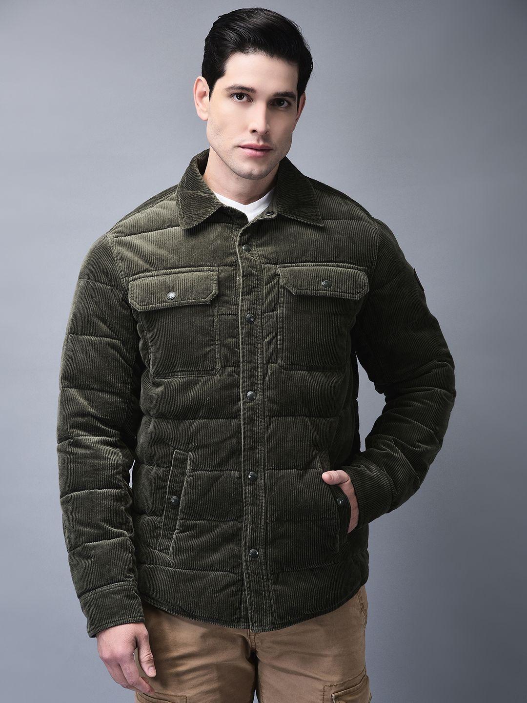 Buy Woodland Men Spread Collar Self Design Cotton Casual Padded Jacket ...