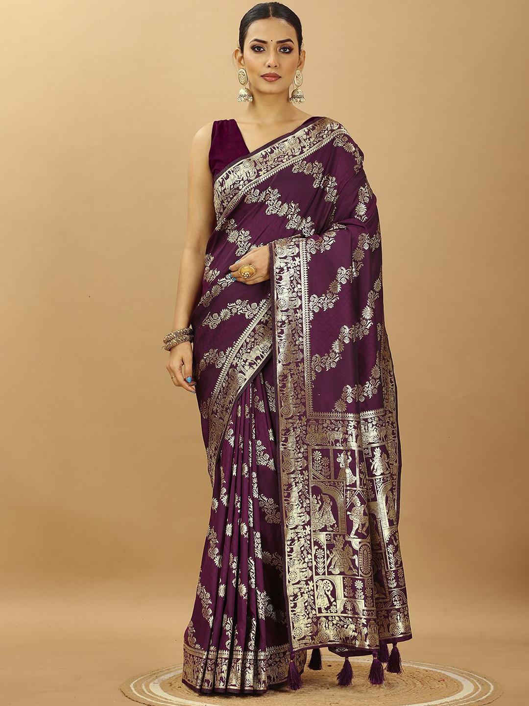 Buy SWAMI STUDIO Women Woven Design Zari Art Silk Banarasi Saree ...