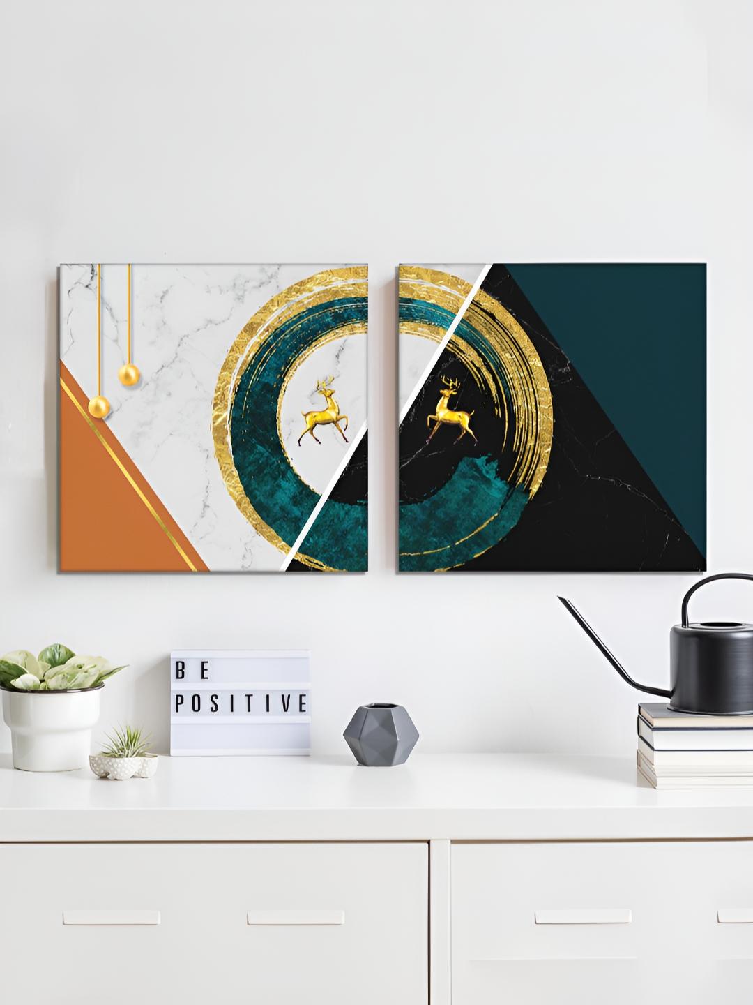 Buy RANDOM White Canvas 2 Pcs Wall Bedroom Rectangle Potrait Paintings ...