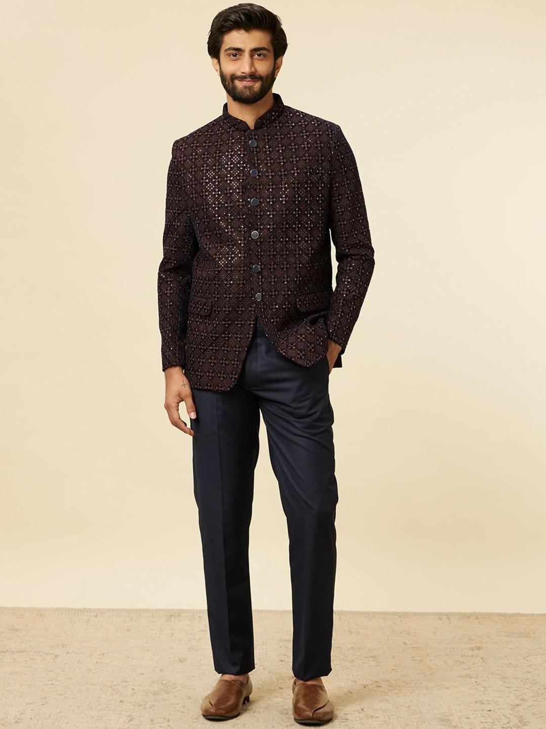 Buy Manyavar Embroidered Tailored Fit 2 Piece Suit - Suits for Men ...