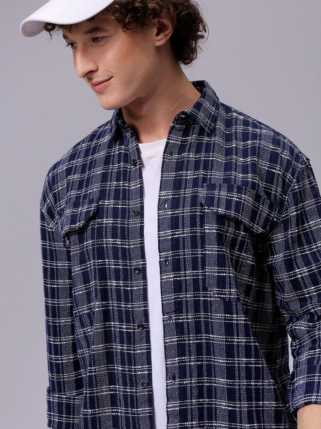 Buy The Indian Garage Co Men Relaxed Fit Textured Checked Resortwear ...