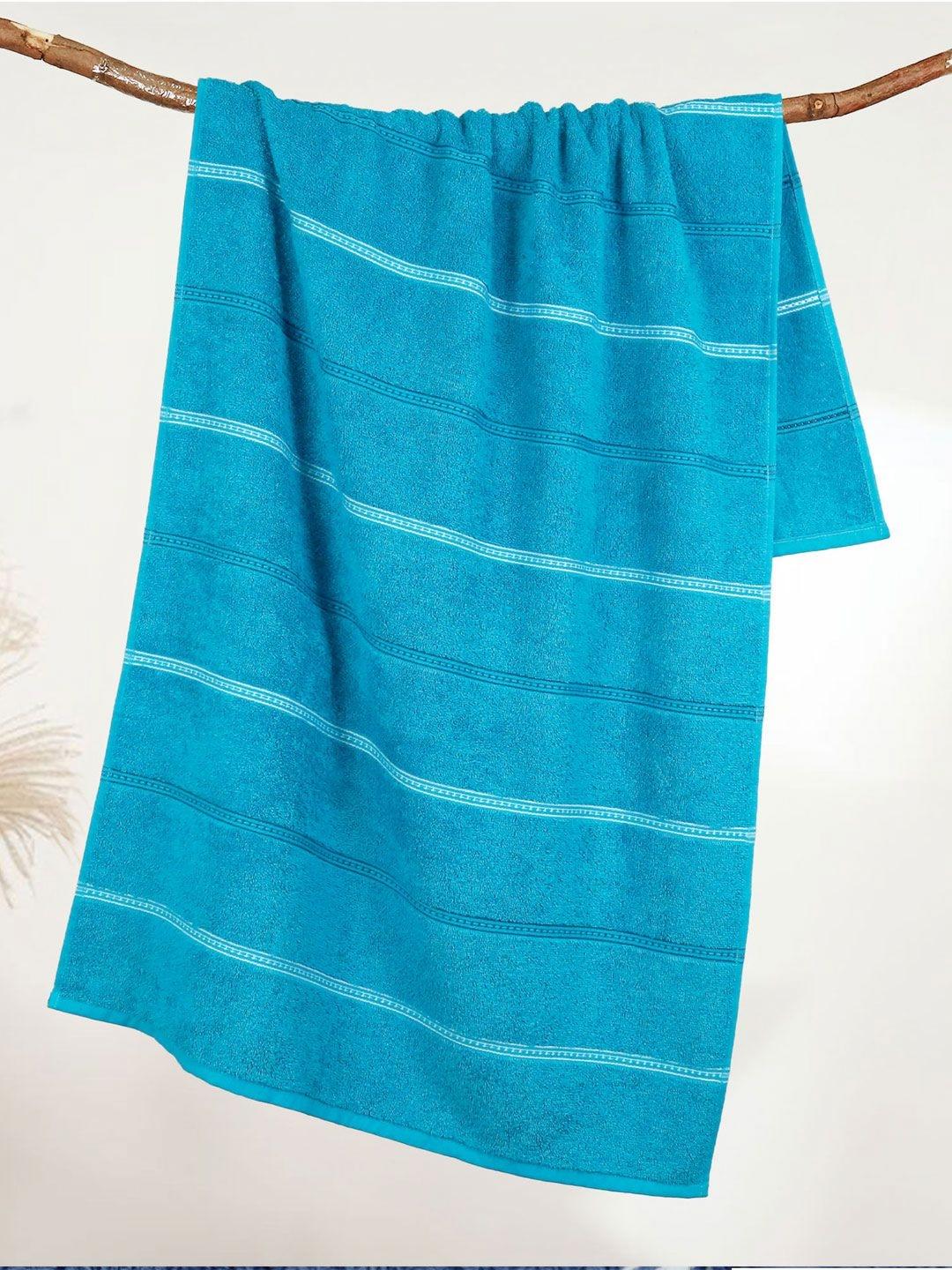 Buy MYTRIDENT 100% Cotton Teal Striped 450GSM Quick Dry Adult Regular ...