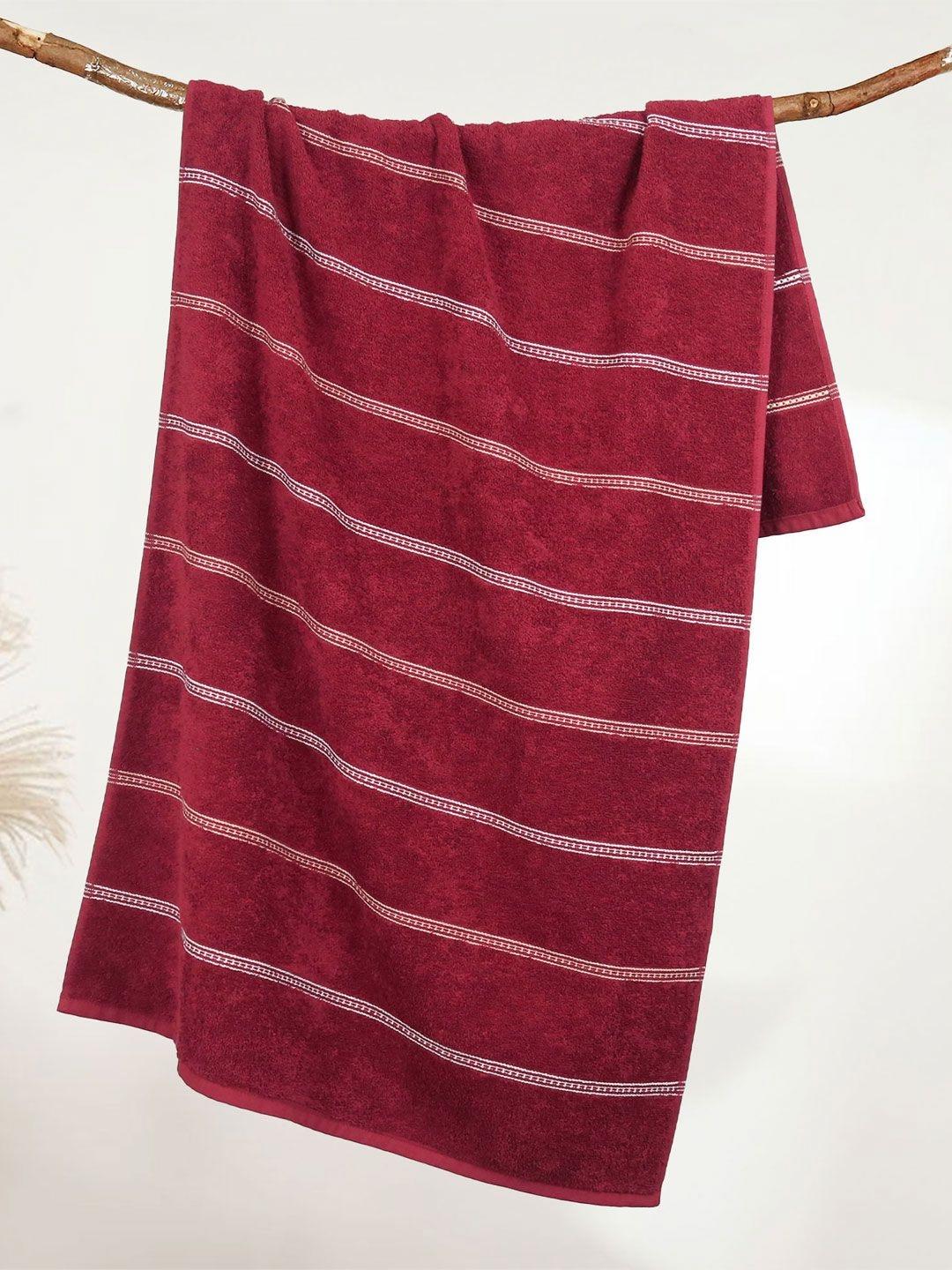 Buy MYTRIDENT 100% Cotton Maroon Striped 450GSM Quick Dry Adult Regular ...