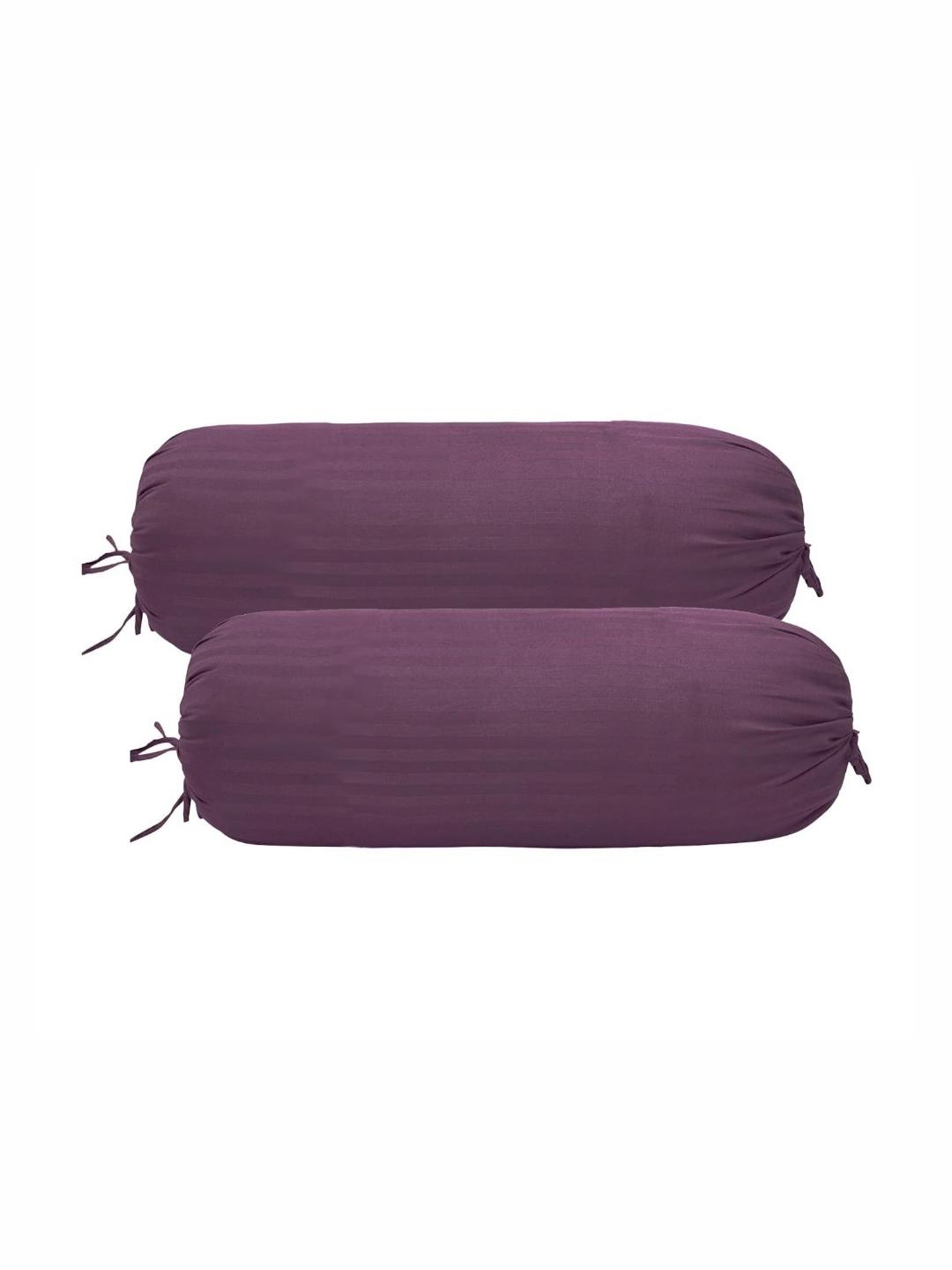 Buy Trance Home Linen Violet 2 Pieces Striped Cotton 200TC Bolster ...
