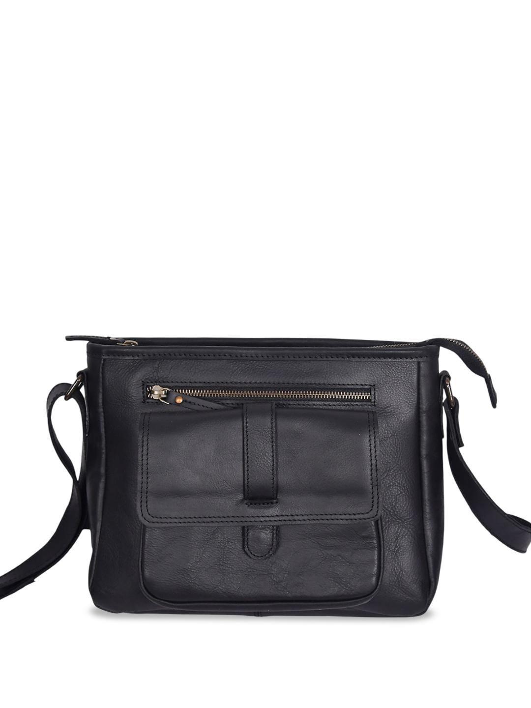 Buy Celtic Women Black Textured Leather Sling Bag - Handbags for Women ...