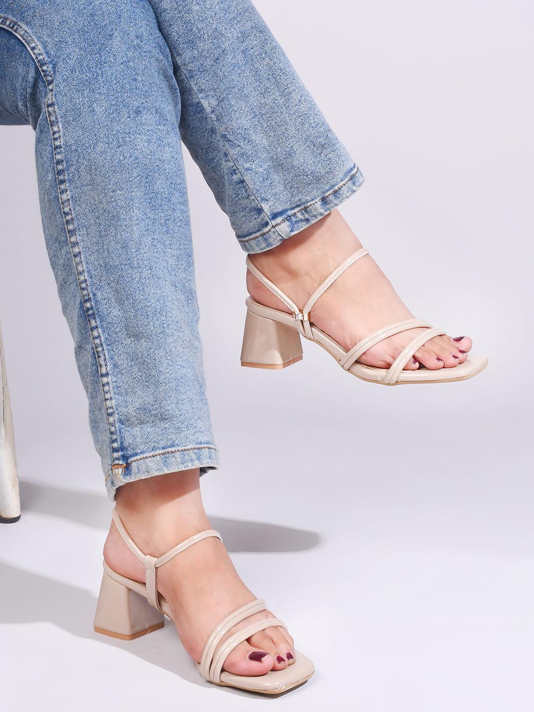 Buy SHUZ TOUCH Women Ankle Loop Block Heeled Sandals - Heels for Women ...