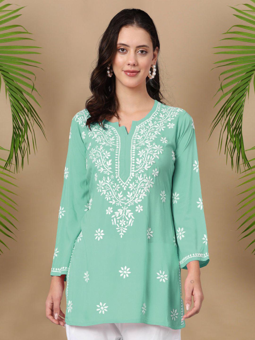 Buy PARAMOUNT CHIKAN Women Embroidered Lucknowi Chikankari Modal Kurti ...