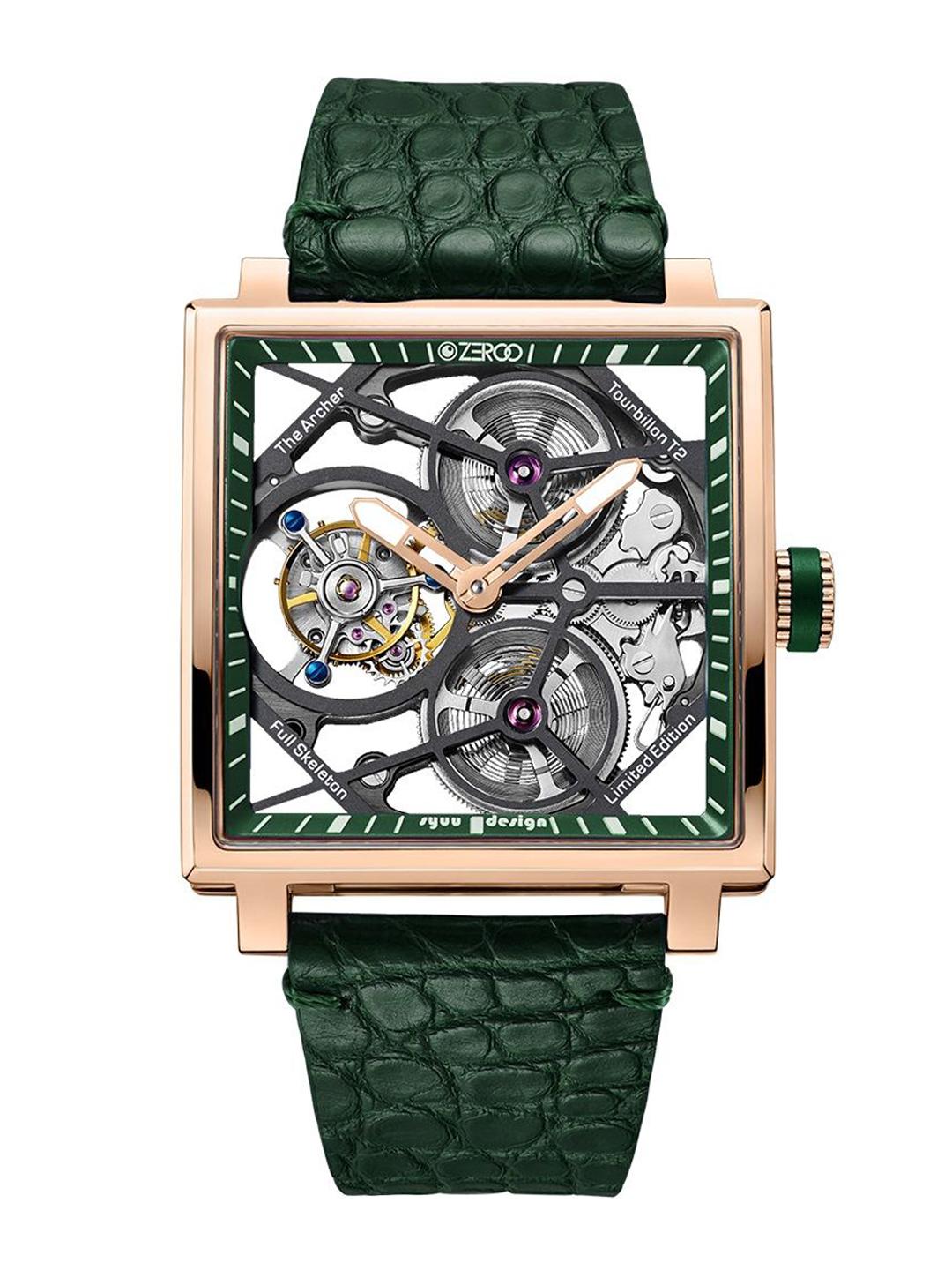 Buy ZEROO Unisex Skeleton Dial & Leather Straps Analogue Watch ZT002RGR ...