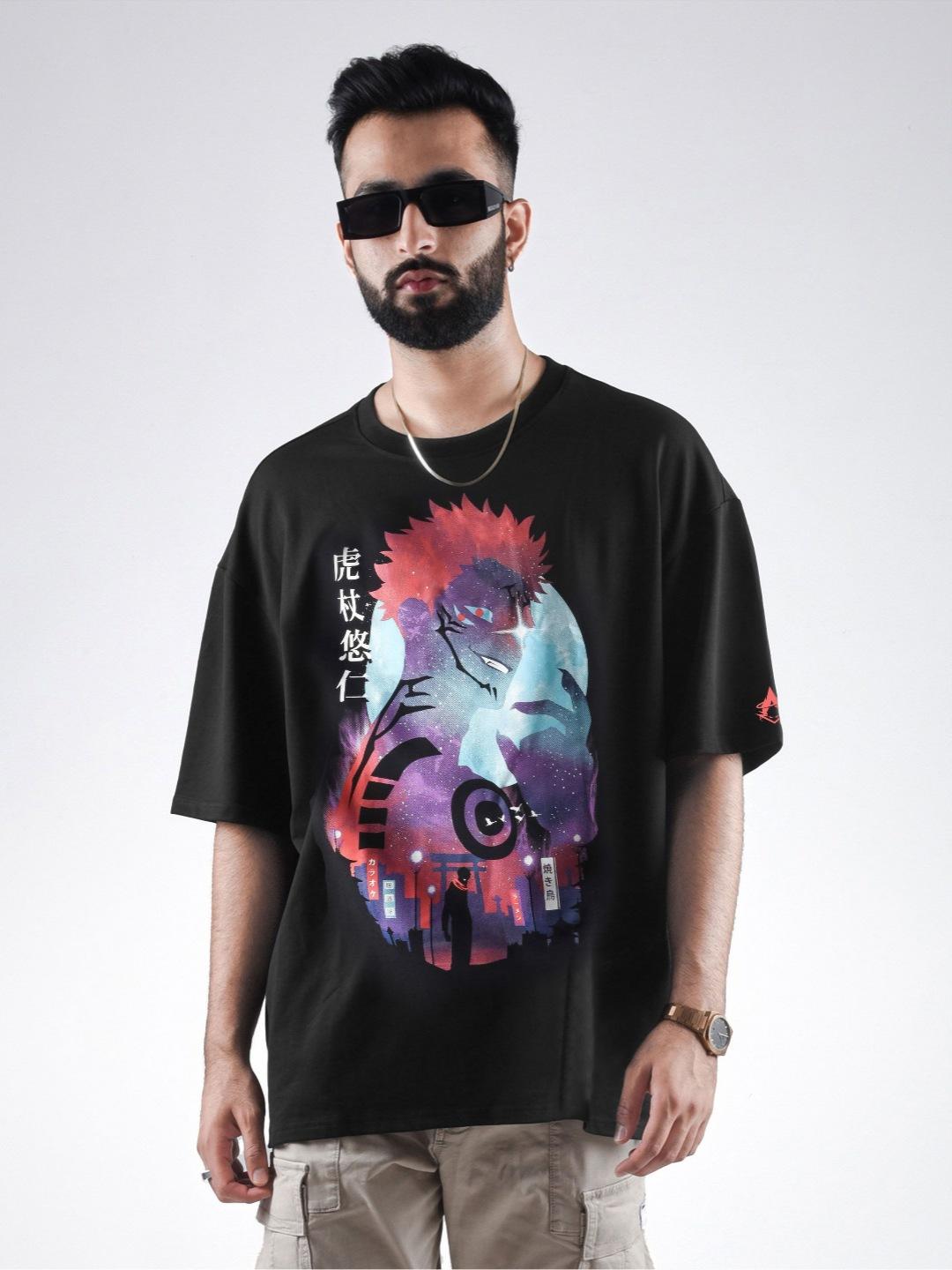 Buy COMICSENSE Bio Finish Anime Printed Round Neck Cotton Oversized T ...