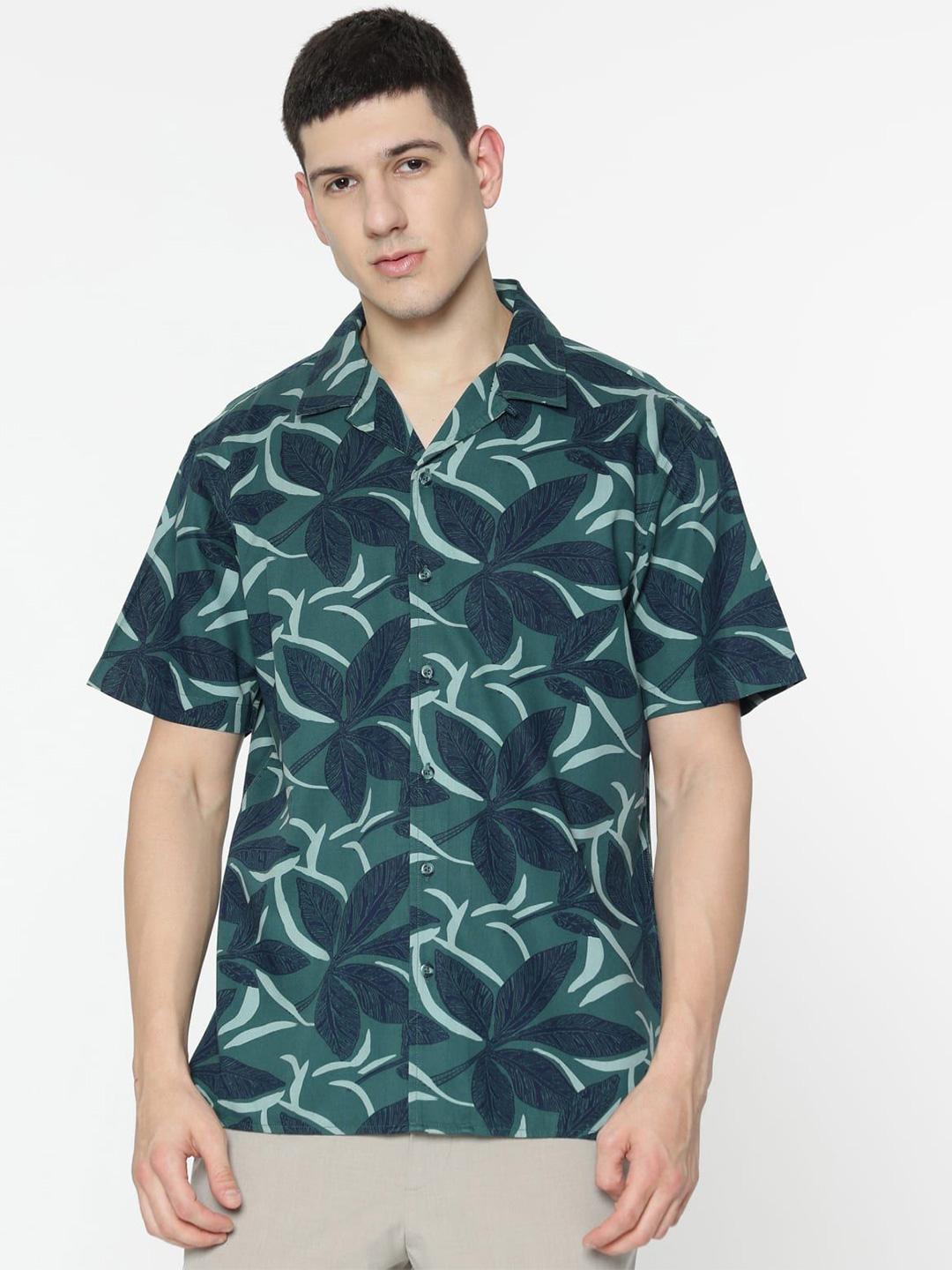 Buy Marks & Spencer Men Cuban Collar Floral Printed Relaxed Fit Casual ...