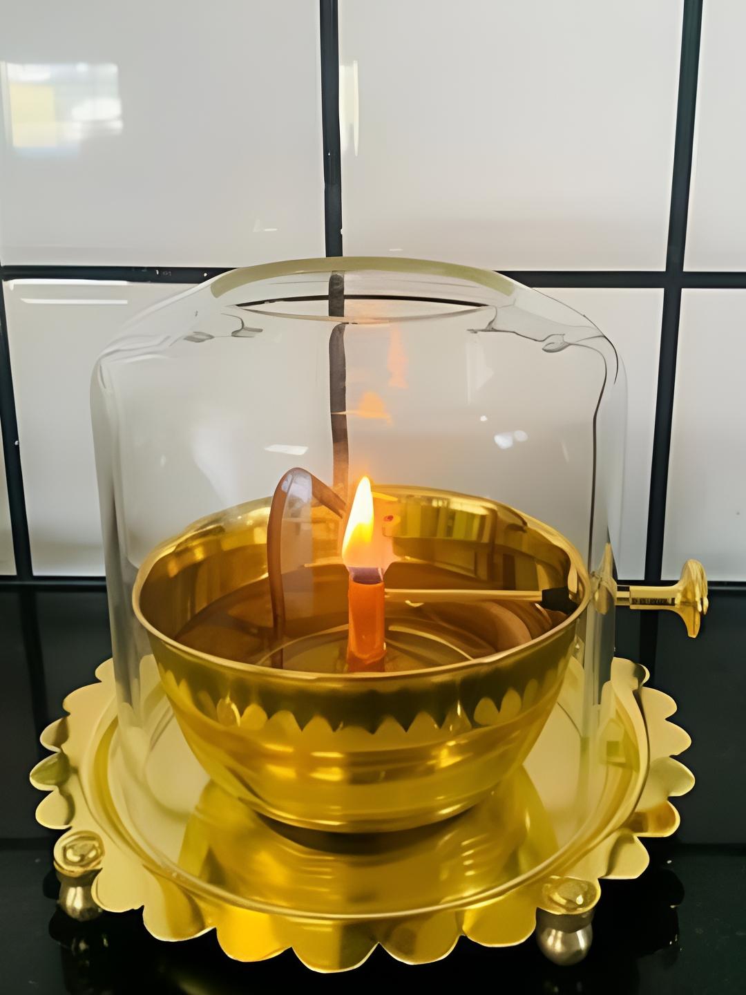 Buy Adbeni Yellow Brass Akhand Jyot Diya - Pooja Essentials for Unisex ...