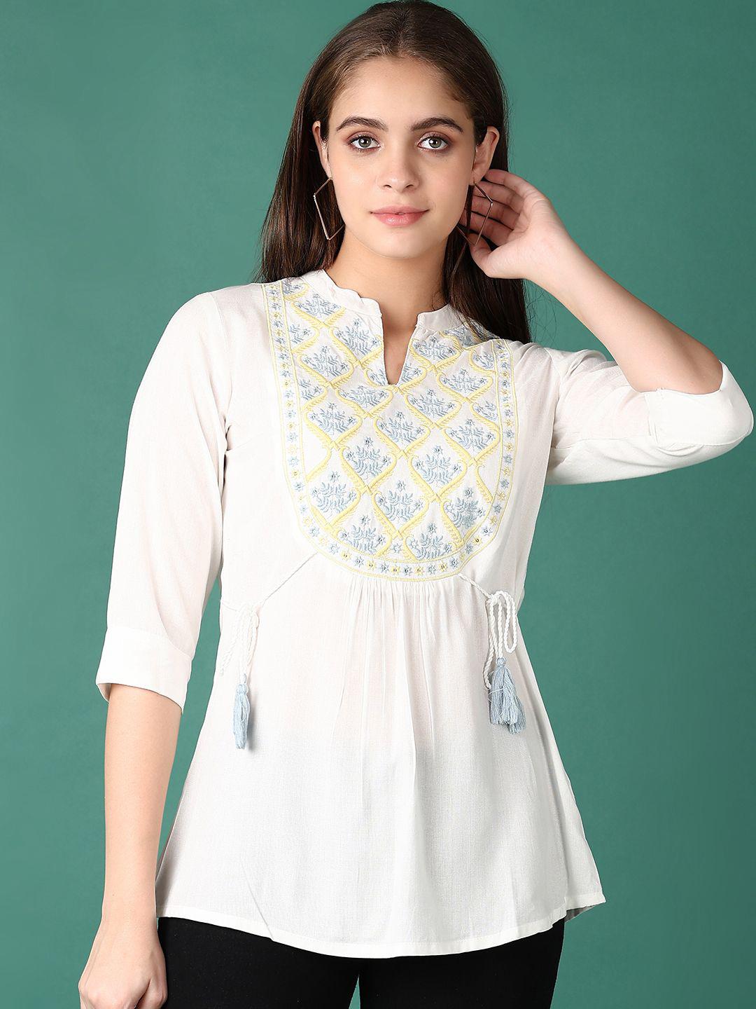 Buy V Mart Women Ethnic Motifs Thread Work Thread Work Kurti - Kurtis ...