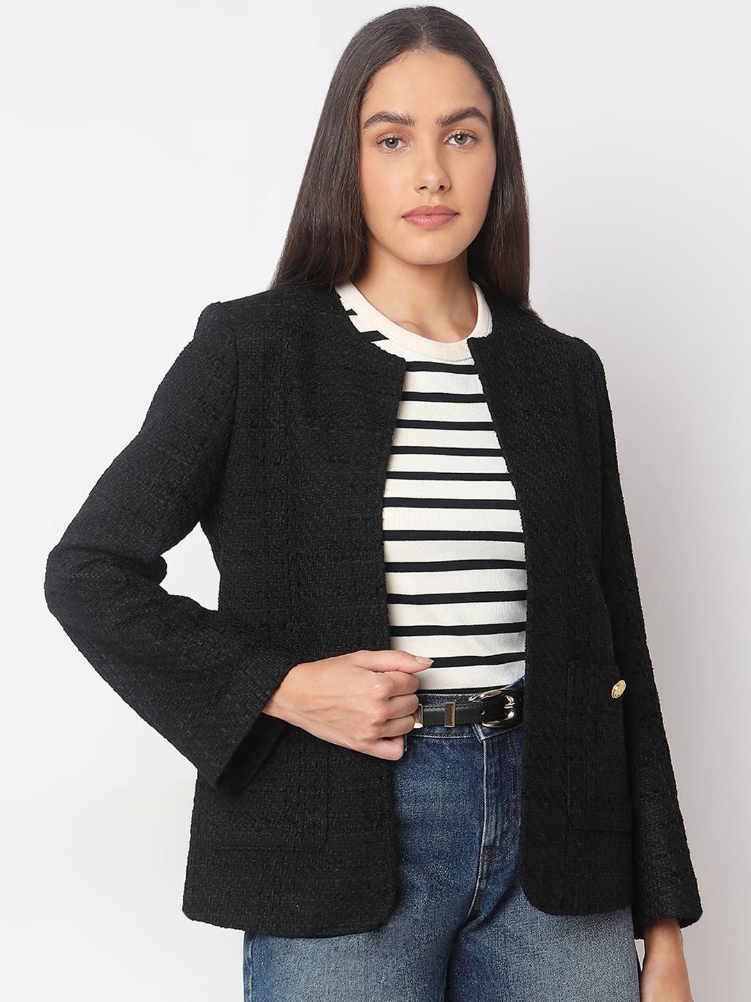 Buy Vero Moda Self Design Collarless Tailored Jacket - Jackets for ...