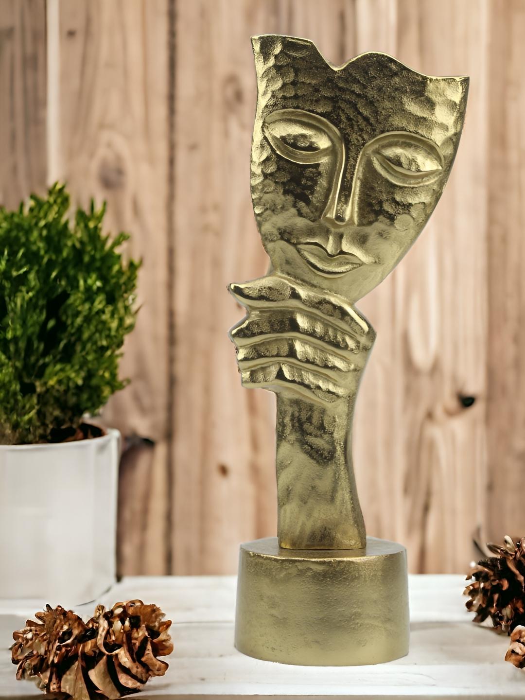 Buy Hind Decor Human Face Gold Metal Metallic Living Room Hand Crafted ...