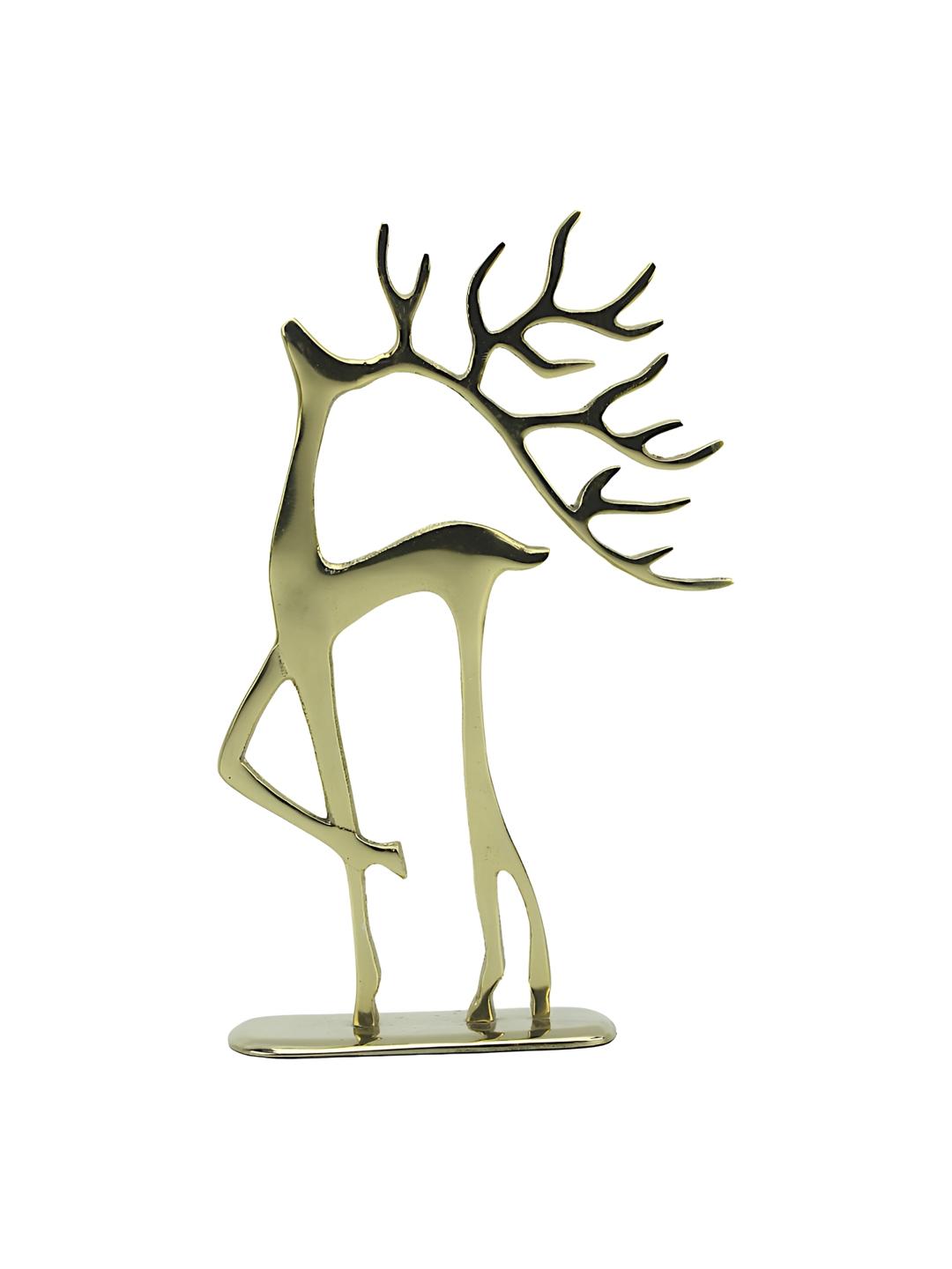 Buy Hind Decor Deer Gold Metal Metallic Living Room Hand Crafted Medium ...