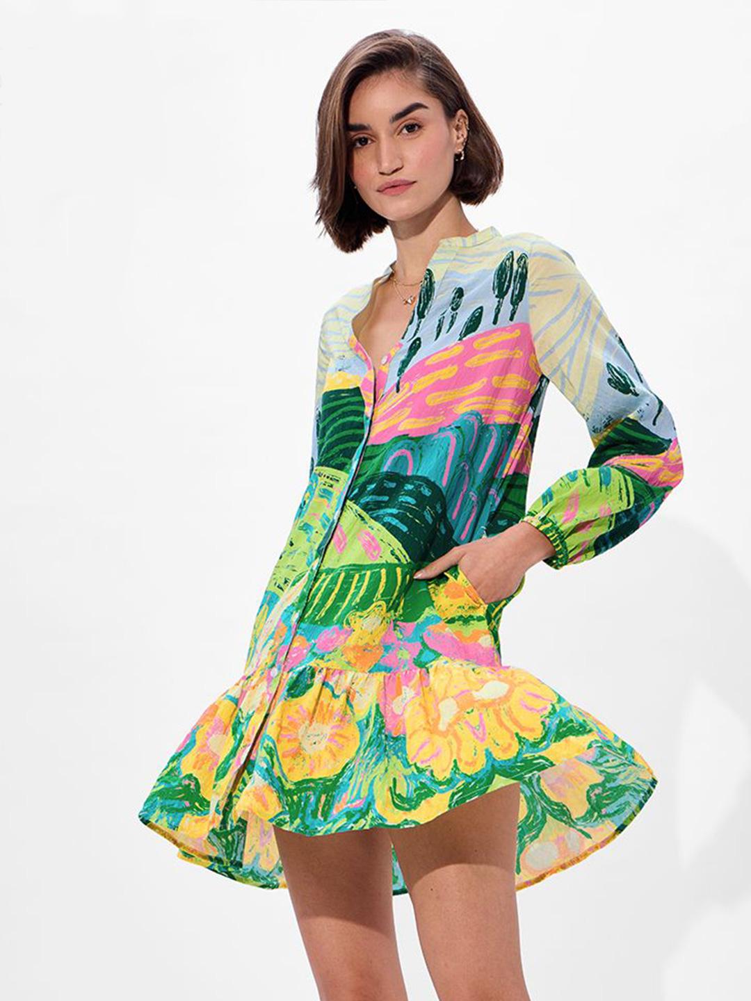 Buy The Souled Store Landscape Printed A Line Dress - Dresses for Women ...