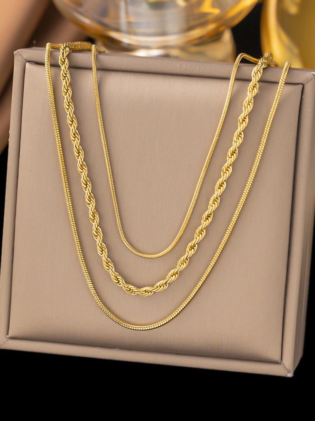 Buy MYKI Gold Plated Layered Stainless Steel Chain - Necklace And ...