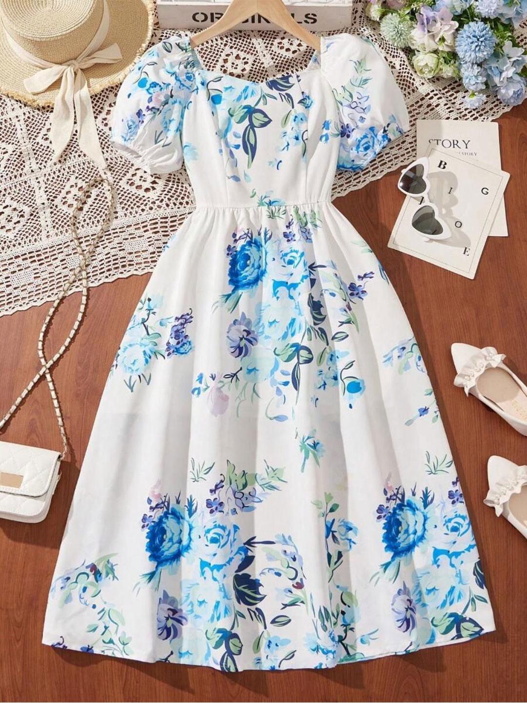 Buy Miss & Chief Girls Floral Printed Fit & Flare Maxi Dress - Dresses ...