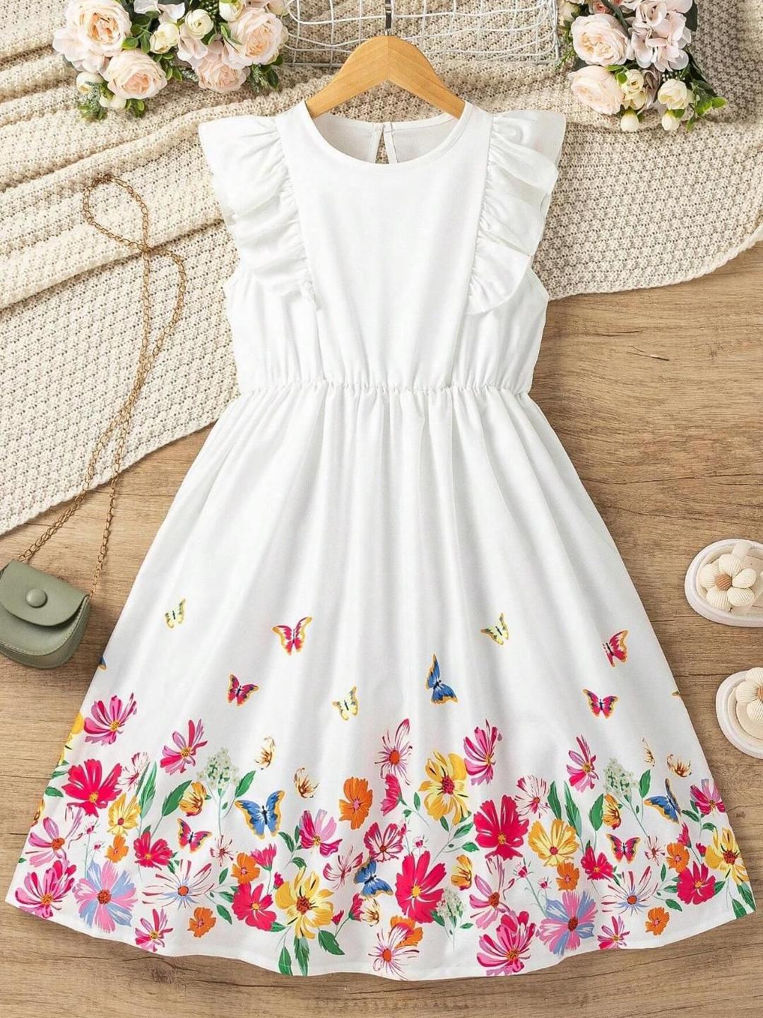 Buy Miss & Chief Girls Floral Printed Fit & Flare Knee Length Dress ...