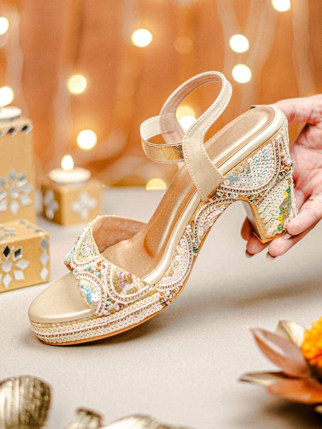 Buy NR By Nidhi Rathi Embellished Party High Top Block Heel Sandals ...