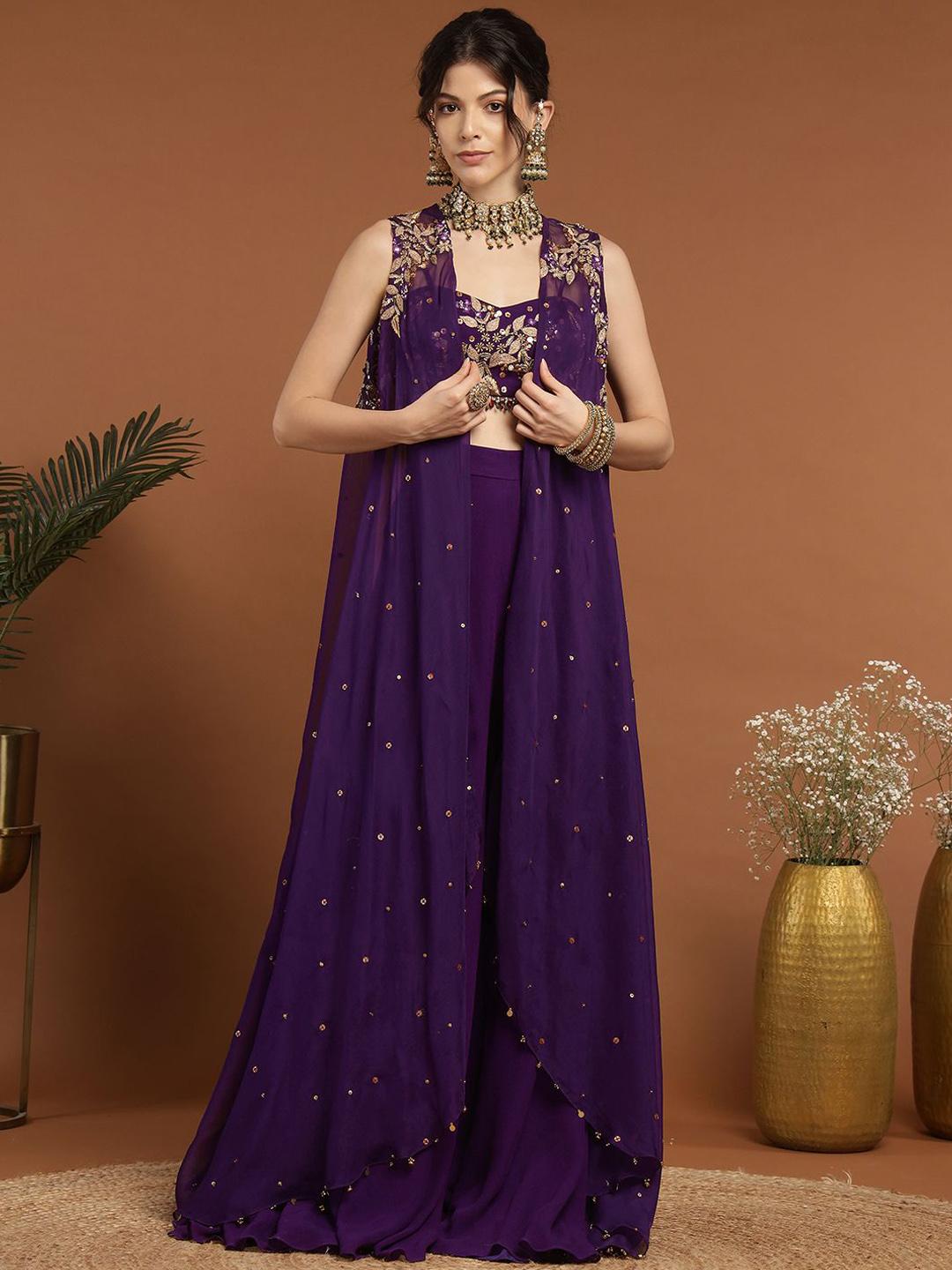 Buy RIRASA Embroidered Square Neck Bustier & Sharara, Cape Co Ords - Co ...
