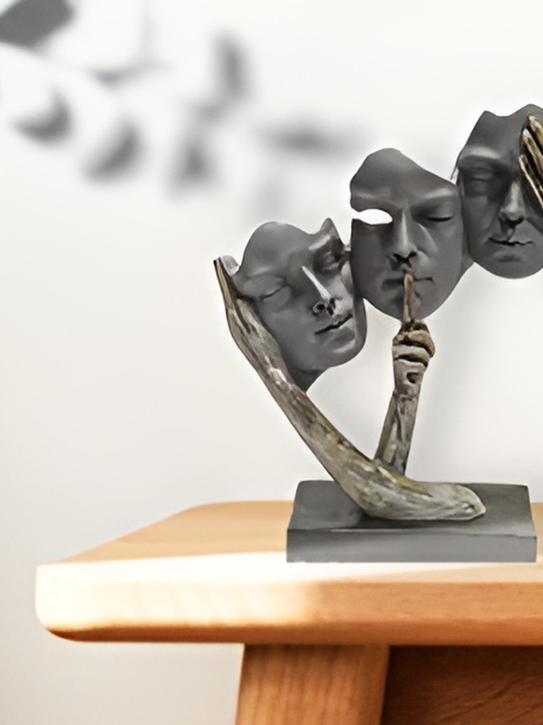 Buy NAYRA HANDICRAFTS Human Face Grey Polyresin Matte Living Room ...