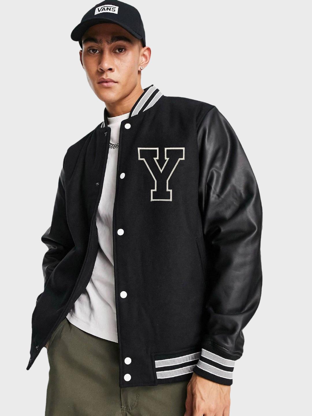 Buy Be Savage Men Solid Fleece Windcheater And Water Resistant Leather ...