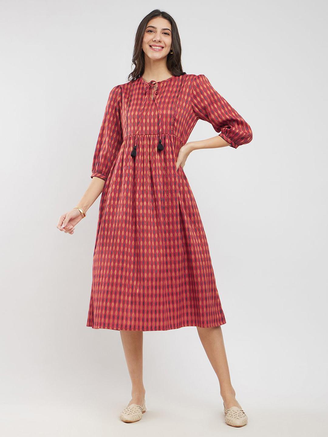 Buy Pink Fort Fit & Flare Midi Dress - Dresses for Women 31657410 | Myntra