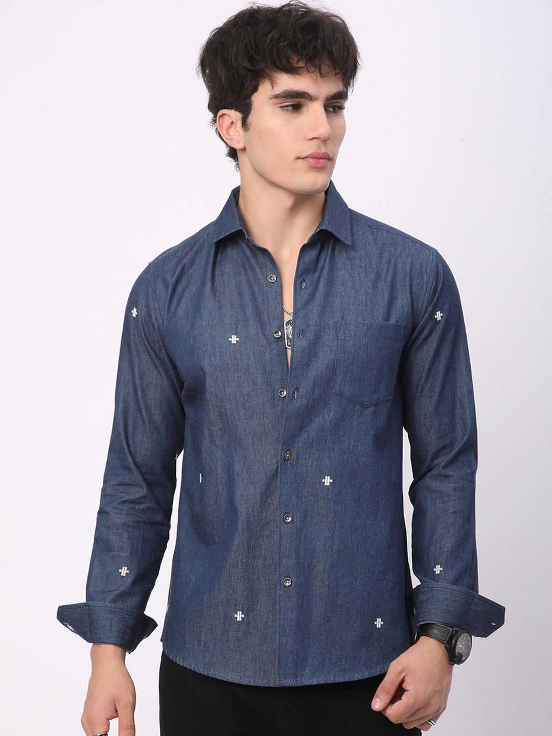 Buy VASTRADO Men Classic Spread Collar Solid Cotton Slim Fit Pure ...