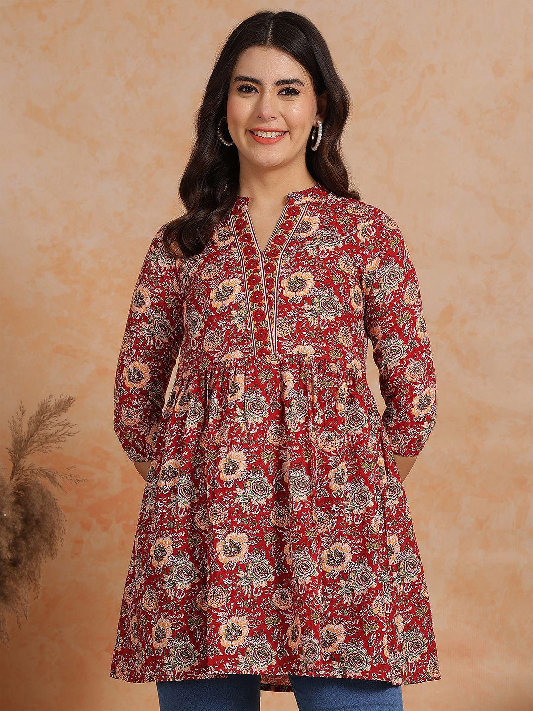Buy Antaran Mandarin Collar Printed Tunic - Tunics for Women 31736409 ...