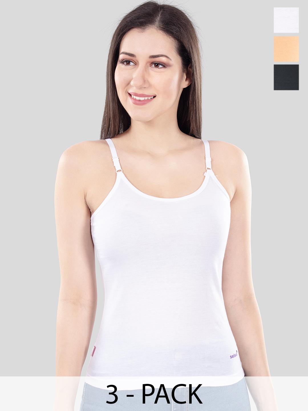 Buy Selsia Pack Of 3 Cotton Camisoles - Camisoles for Women 31772954 ...