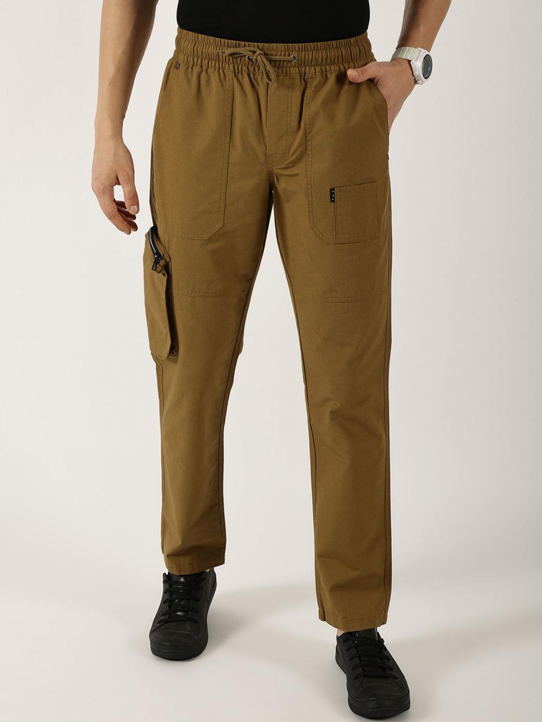 Buy Thomas Scott Men Smart Regular Fit Mid Rise Easy Wash Cotton Cargos ...