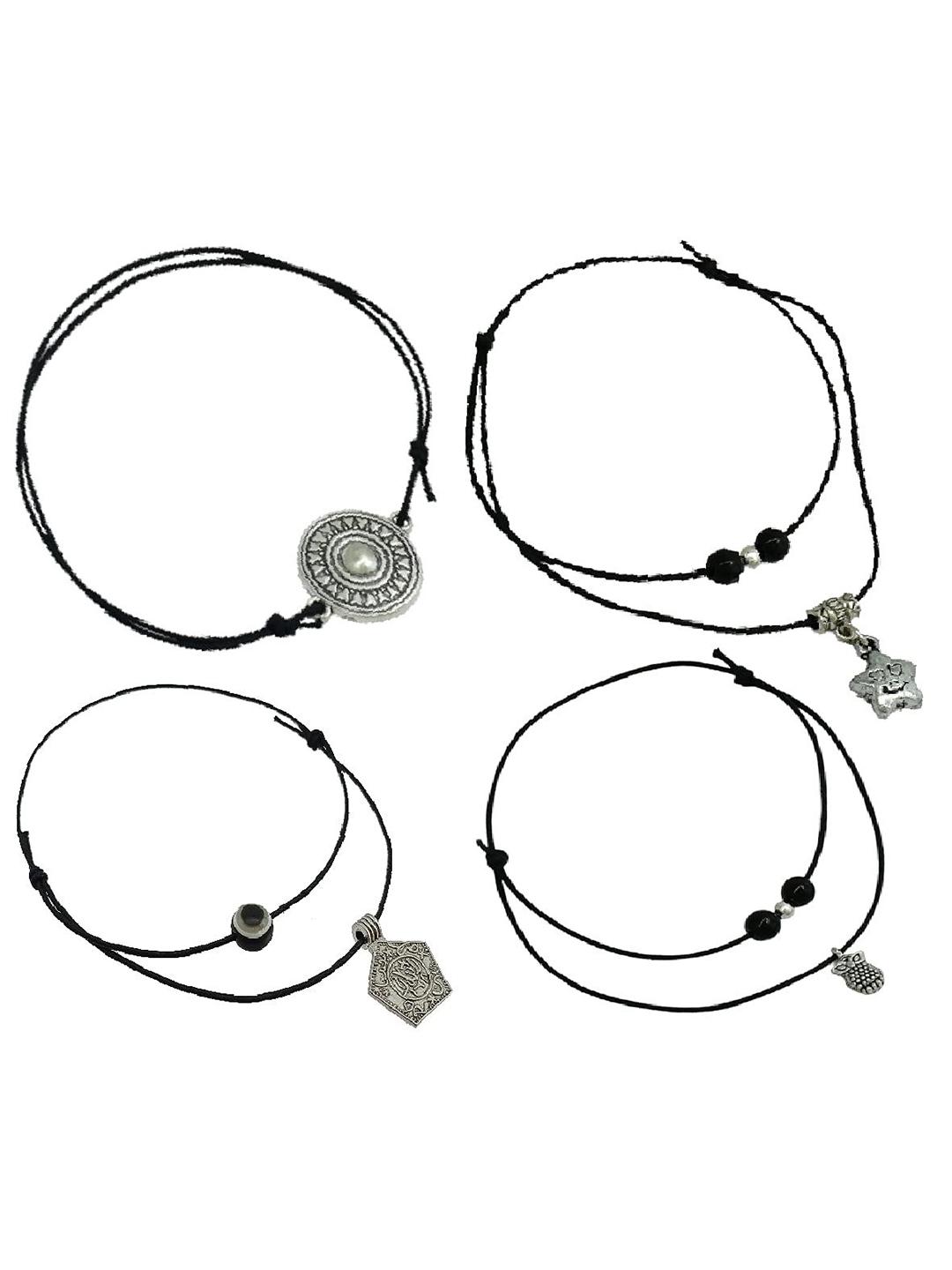 Buy HIGH TRENDZ Pack Of 4 Single Leg Beads Anklet - Anklet for Unisex ...