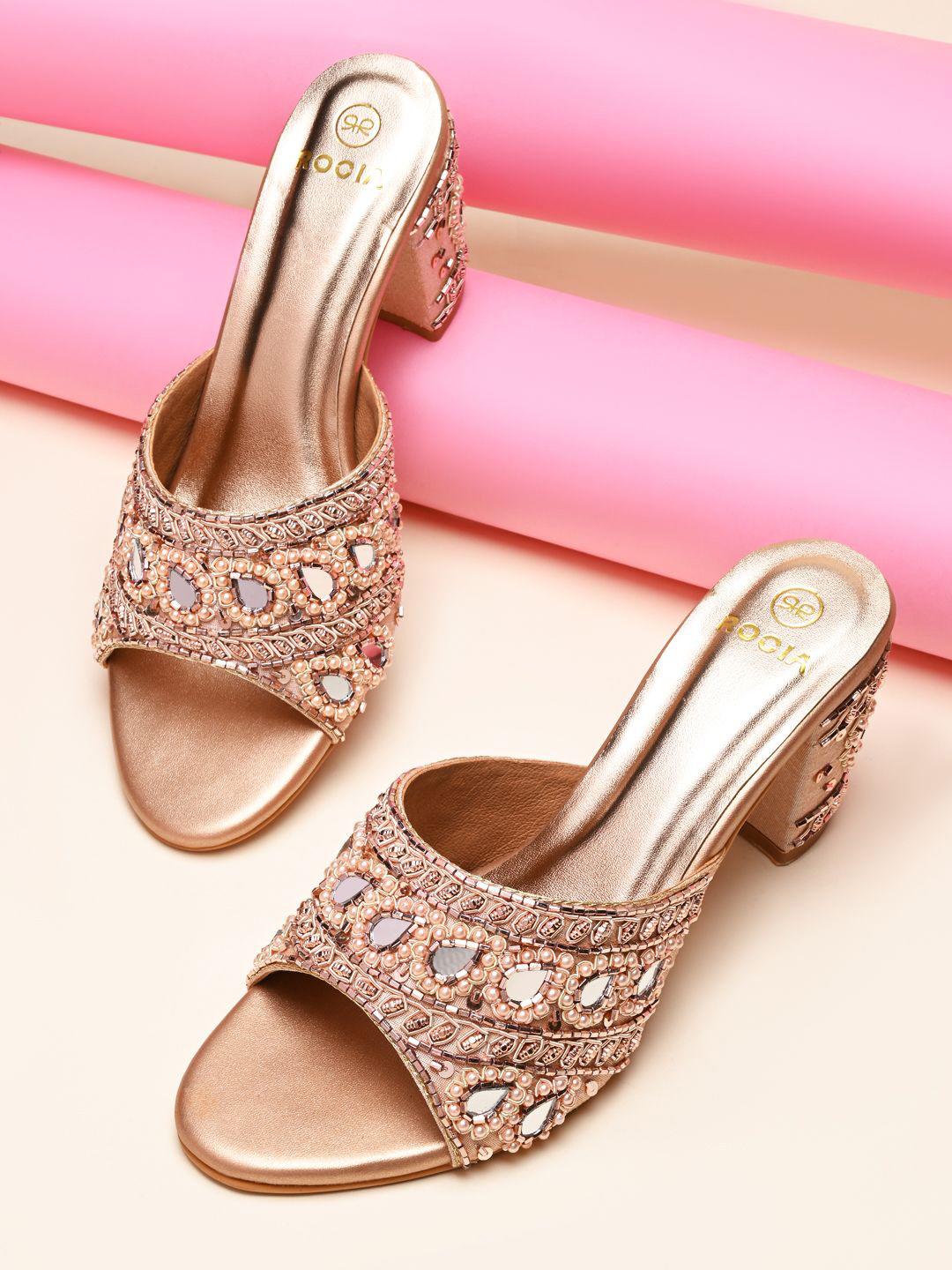 Buy Rocia Women Ethnic Block Open Back Sandals - Heels for Women ...