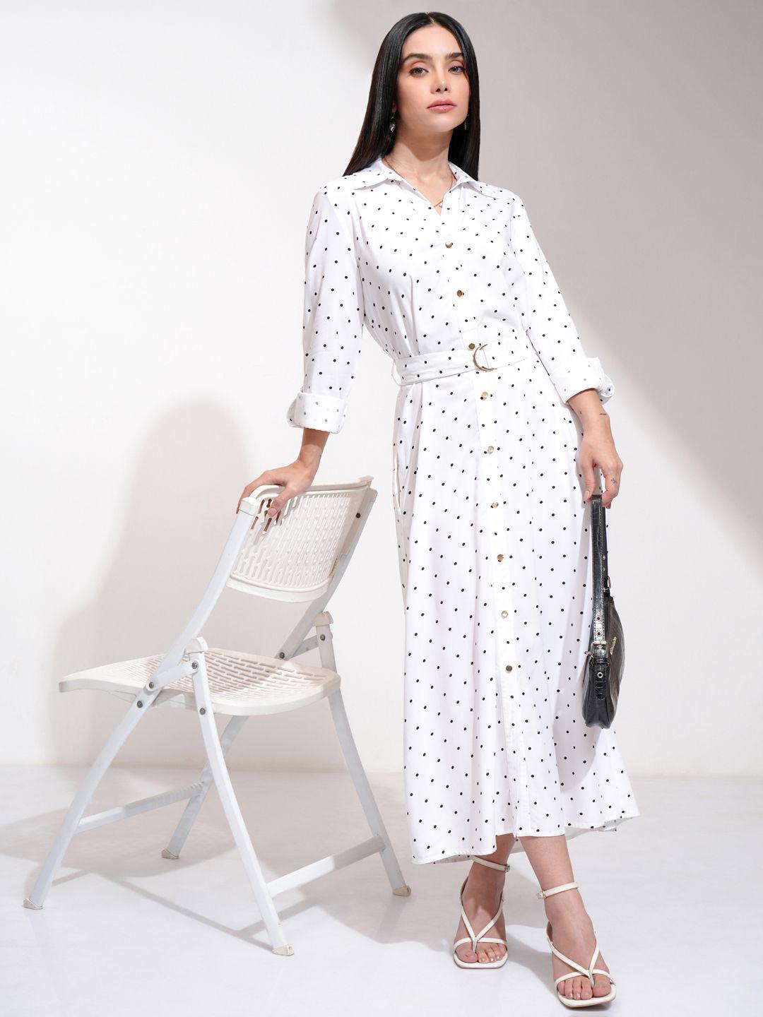 Buy Tokyo Talkies Women Polka Dot Print Shirt Maxi Dress - Dresses for ...