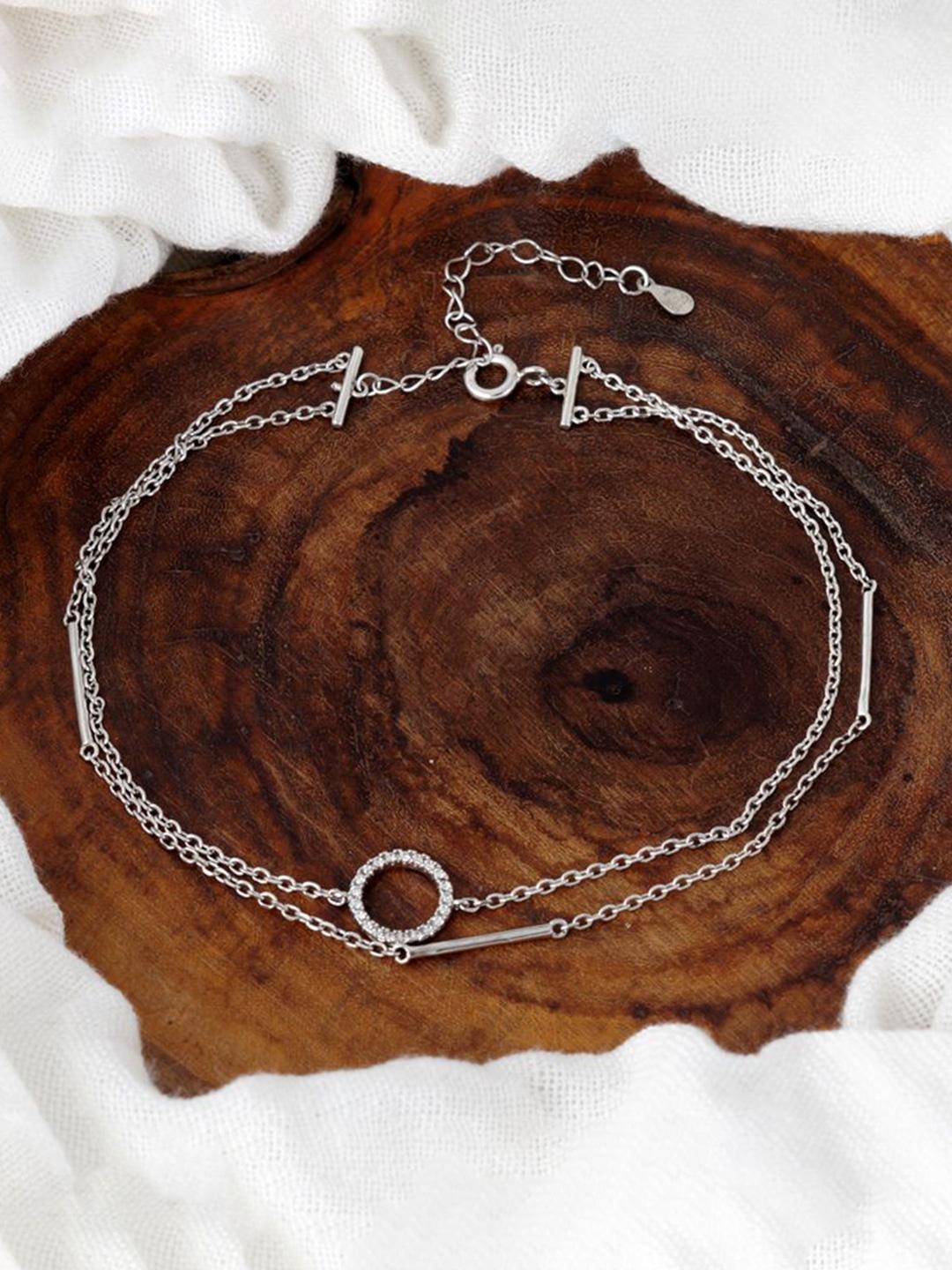 Buy Tuanz Silver Jewelry Madhuban Circle Of Life 925 Sterling Silver Rhodium Plated Anklet ...