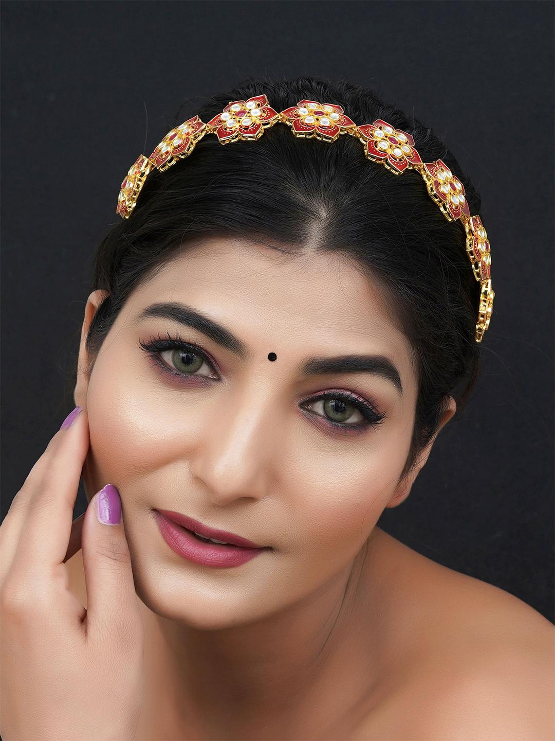 Buy Ahoora Women Embellished Mathapatti Hairband - Hair Accessory for ...